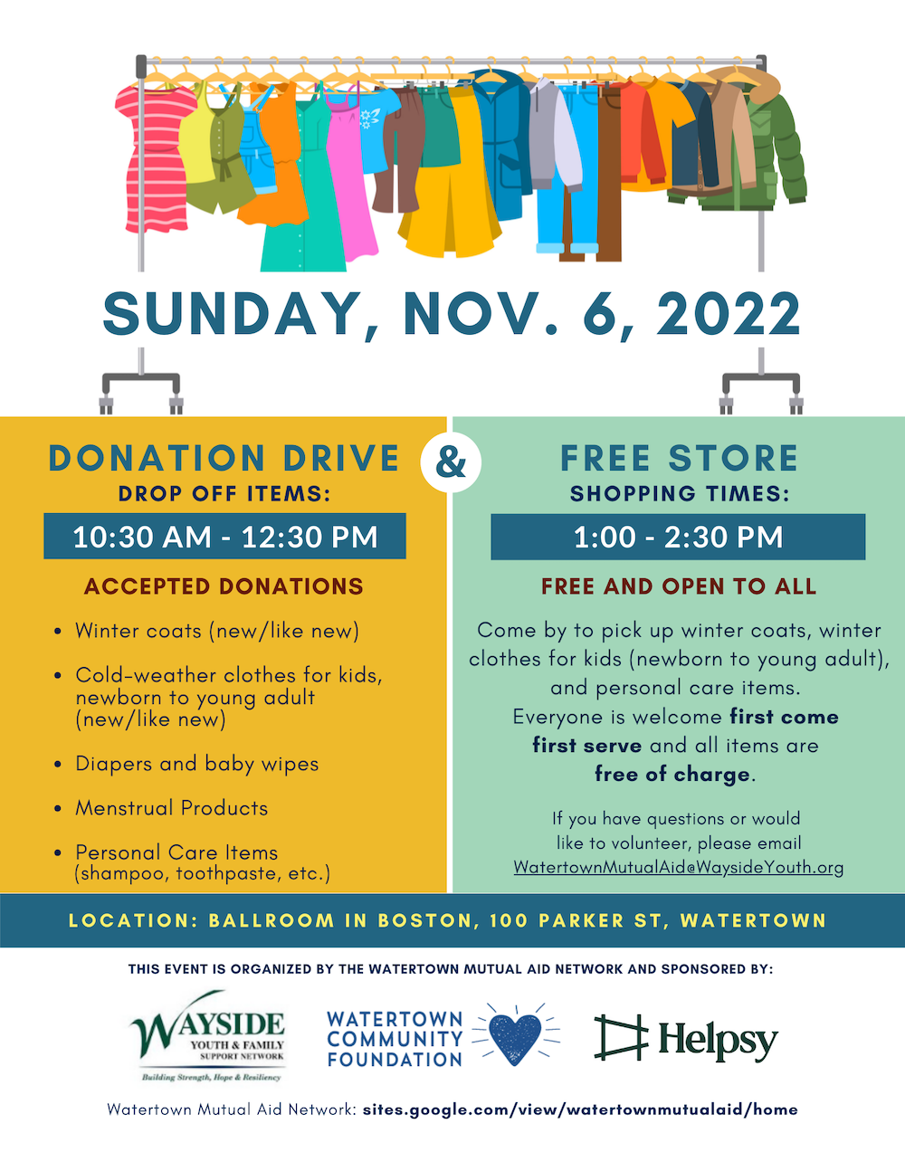 Winter Clothing Drive Store To Be Hosted By Watertown Mutual Aid