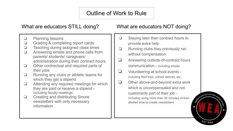 Watertown Teachers Working to Rule, Calling for Settling Contract ...